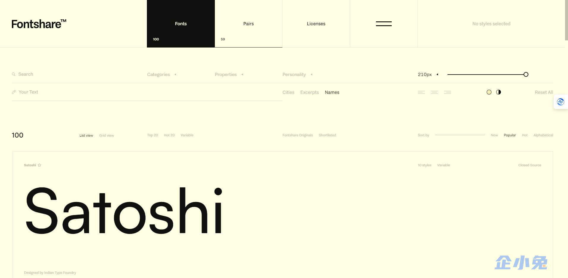 Fontshare官网 - Fontshare是一个专门为你提供高质量的免费英文字体下载网站-企小兔